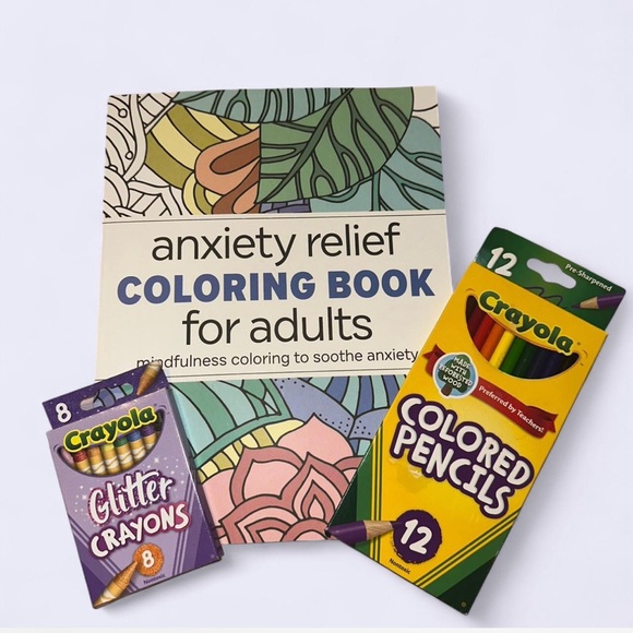 Crayola | Art | Adult Coloring Book With Glitter Crayons And Colored ...